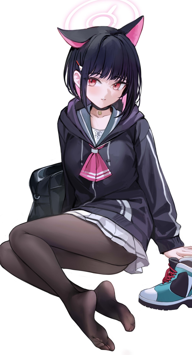 nagata gata blue archive kyouyama kazusa animal ears ass feet halo nekomimi pantyhose seifuku ...